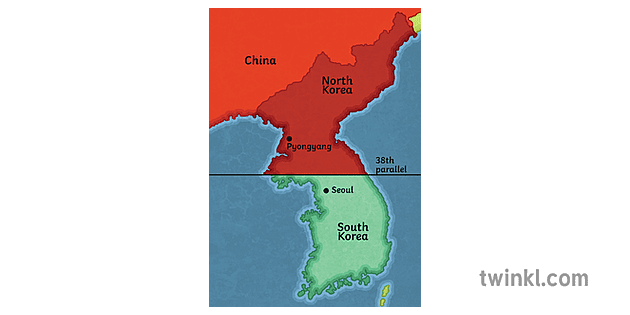 Korea 1945 History Map Secondary Illustration - Twinkl