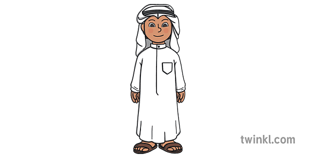 Kuwaiti Boy in Traditional Dress Illustration - Twinkl