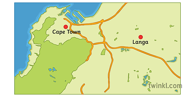langa cape town south africa close up map ks3 - Twinkl