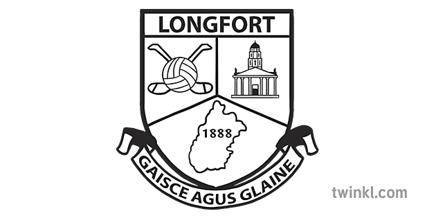 longford gaa crest blanco y negro - Twinkl