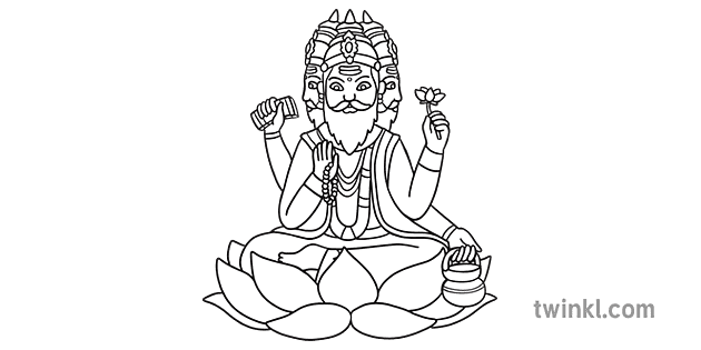 Lord Brahma Person God Hind India Classic Theme Open Eyes KS1 Black and ...