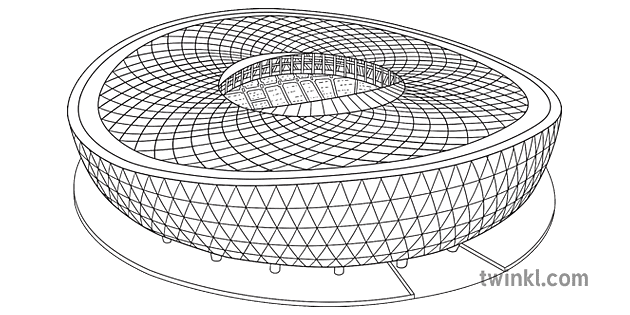 Lusail Stadium Qatar Black and White RGB - Twinkl