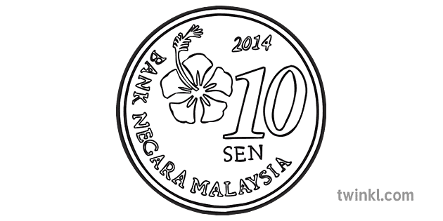 malaysia coin asian country currency numeracy mathematics ks1 black and ...