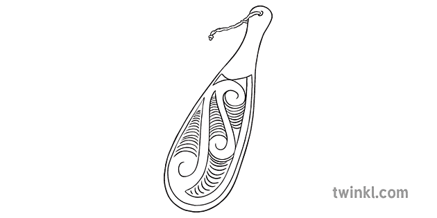 Maori Patu Black and White Illustration - Twinkl