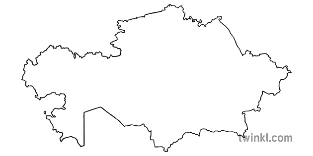 mapa outline of kazakhstan country shapes flag continents ks1 black and ...