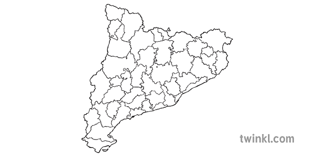 Mapa De Catalunya Comarcas España Cataluña Ks2 Blanco Y Negro