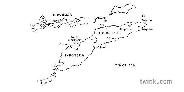 map of east timor timor leste maps geography ks2 bw rgb Illustration ...
