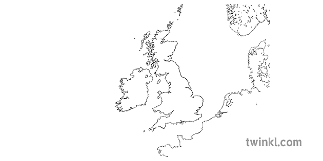 harta uk europa ks3 alb negru Illustration - Twinkl
