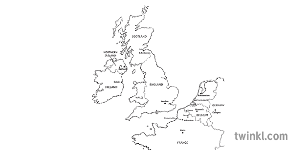 Map of WW1 Soldiers Journey Black and White - Twinkl