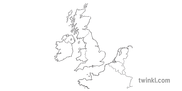 Map of WW1 Soldiers Journey No Labels Black and White Illustration - Twinkl