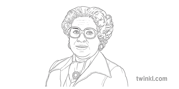 Mary Jackson con fondo retrato matemático enxeñeiro aeroespacial figuras