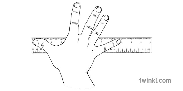 medición mano palmo objeto regla ks2 blanco y negro rgb Illustration ...