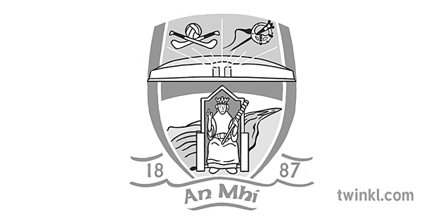 Meath Gaa Crest Schwarz Weiß Illustration - Twinkl