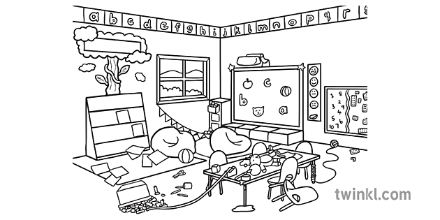 Messy Classroom Tidy Up Time Look What I Can Do Twinkl Life KS1b and White