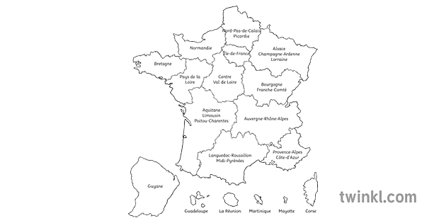 new region of France map Europe France Secondary bw rgb Illustration ...