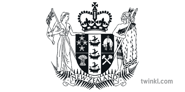 New Zealand Coat of Arms Illustration - Twinkl