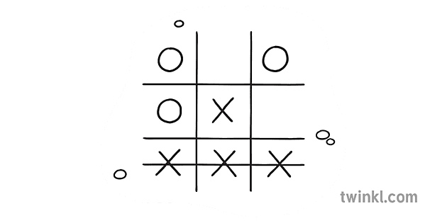 noughts and crosses grid black white Illustration - Twinkl