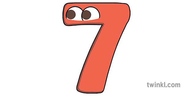 Number Seven with Eyes on The Left 7 Maths Math Character KS1