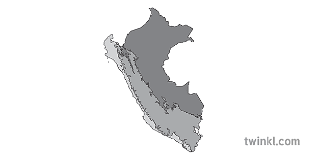 Outline Map of Peru With Zones Black and White RGB Illustration - Twinkl