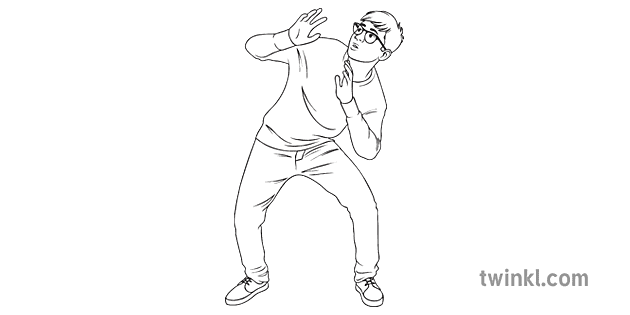 person ducking general people teenage boy secondary bw rgb Illustration