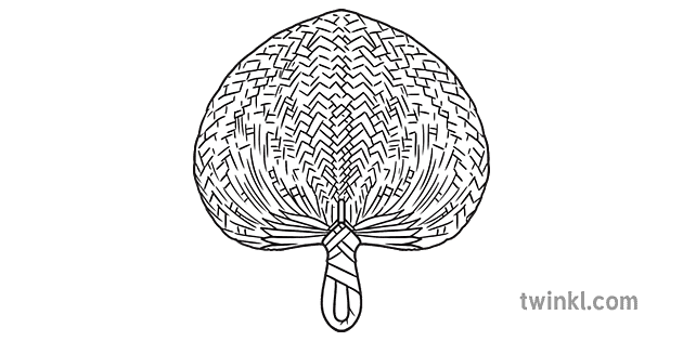 Philippine Abaniko Pamaypay Fan Black and White RGB Illustration - Twinkl