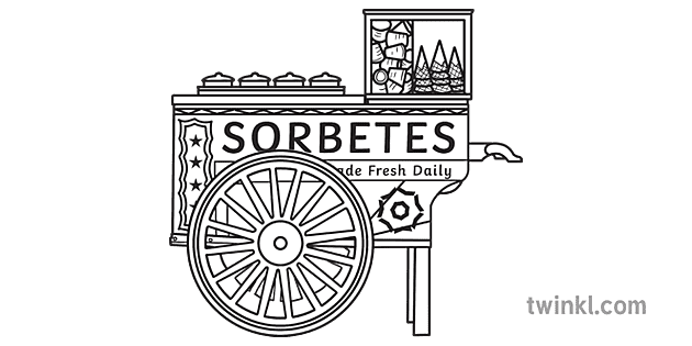 Philippine Sorbetes Ice Cream Cart Black and White RGB