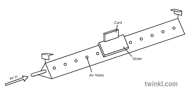 Physics Air Track Science Diagram KS4 Black and White