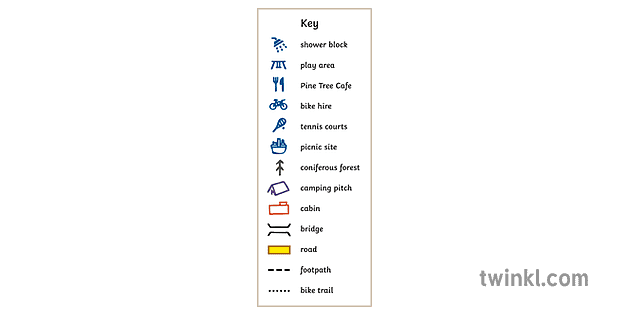 denneboom kamp sleutel geografie kaart sekondêr Illustration - Twinkl