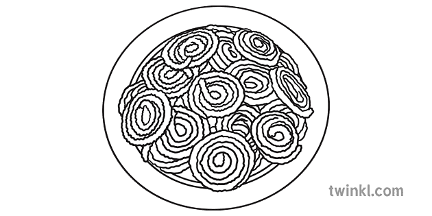 Plate Of Murukku nigra et alba RGB Illustration - Twinkl