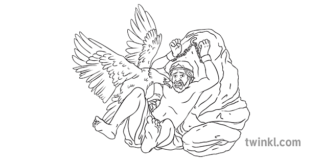 prometheus and the agle history greek myth secondary bw rgb Illustration