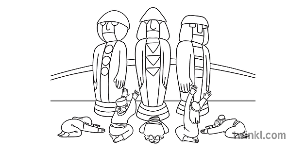 Prophet Ibrahim Story Scene 1 čierno biele RGB Illustration - Twinkl