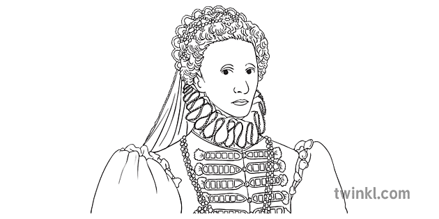 Queen Elizabeth I Portrait History KS3 Black and White Illustration ...