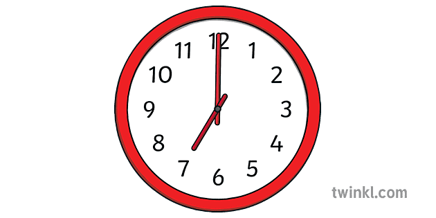 red clock 7 oclock telling time numbers scotland ks1