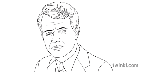 robert f kennedy black and white Illustration - Twinkl