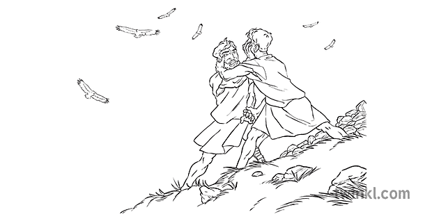 romulus và remus chiến đấu đấu vật ks2 đen trắng