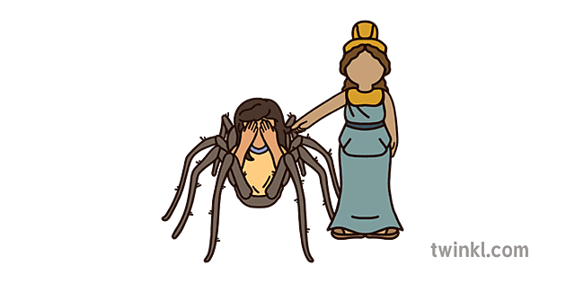 SYM Athena Turns Arachne Into A Spider Colour Illustration - Twinkl