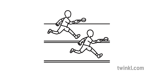 SYM Egg And Spoon Race BW Illustration - Twinkl