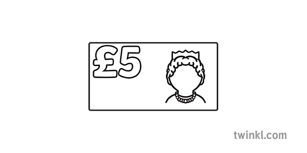 SYM Five Pound Note BW - Twinkl