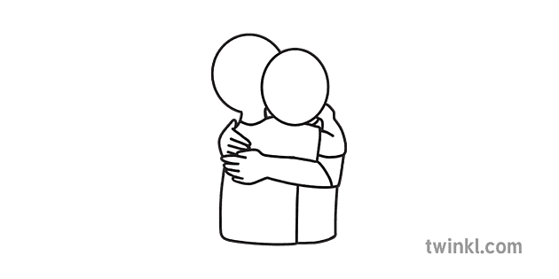 SYM Hug BW Illustration - Twinkl