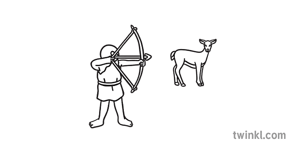 Sym Hunt Stone Age Bw Illustration Twinkl