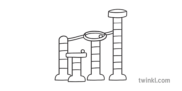 SYM Marble Run BW Illustration - Twinkl