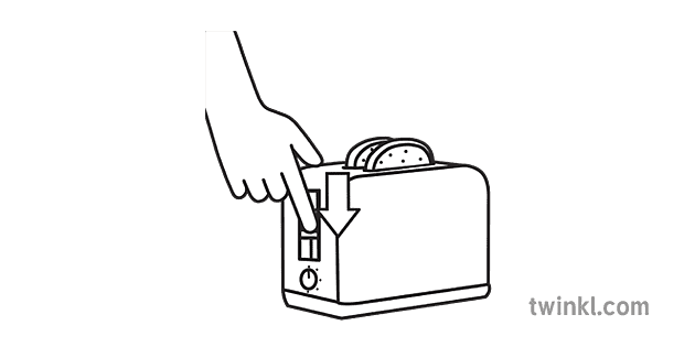 SYM Push Down Toaster BW Illustration - Twinkl