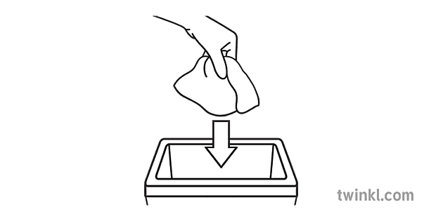 SYM Put Paper Towels In The Bin BW Illustration - Twinkl