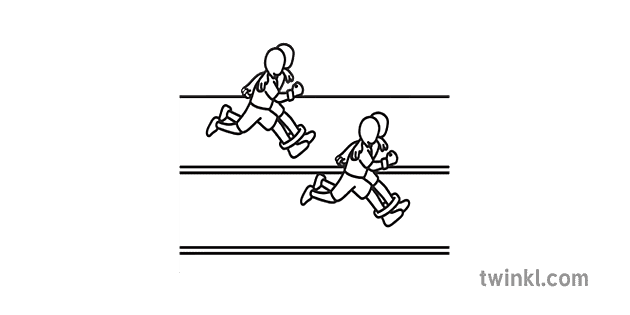 SYM Three Legged Race BW Illustration - Twinkl