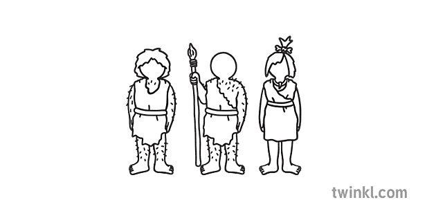 Sym Tribe Stone Age Bw Illustration Twinkl