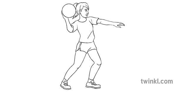 Shoulder Pass Step 2 Netball Sports PE Secondary Bw RGB Illustration