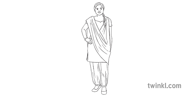 Indian Salwar Kameez Sketches Sketch Coloring Page