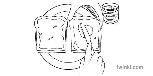 Spreading Vegemite Step 4 Vegemite Sandwich English KS1 Black and White RGB