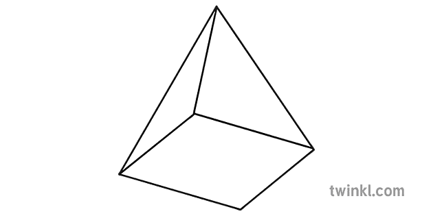 Square Based Pyramid Black and White 1 Illustration - Twinkl