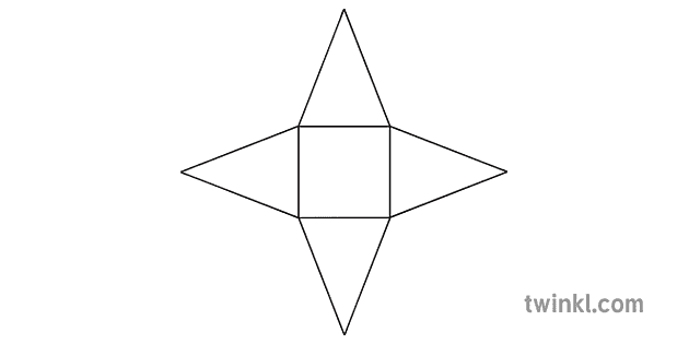 firkantet pyramide net sort hvid 1 Illustration - Twinkl